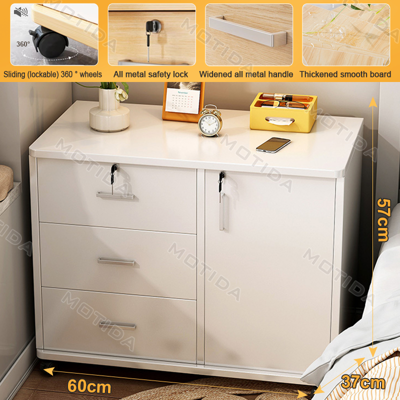 Home Office File Cabinet with Lock Wooden Locker Data Storage Cabinet ...