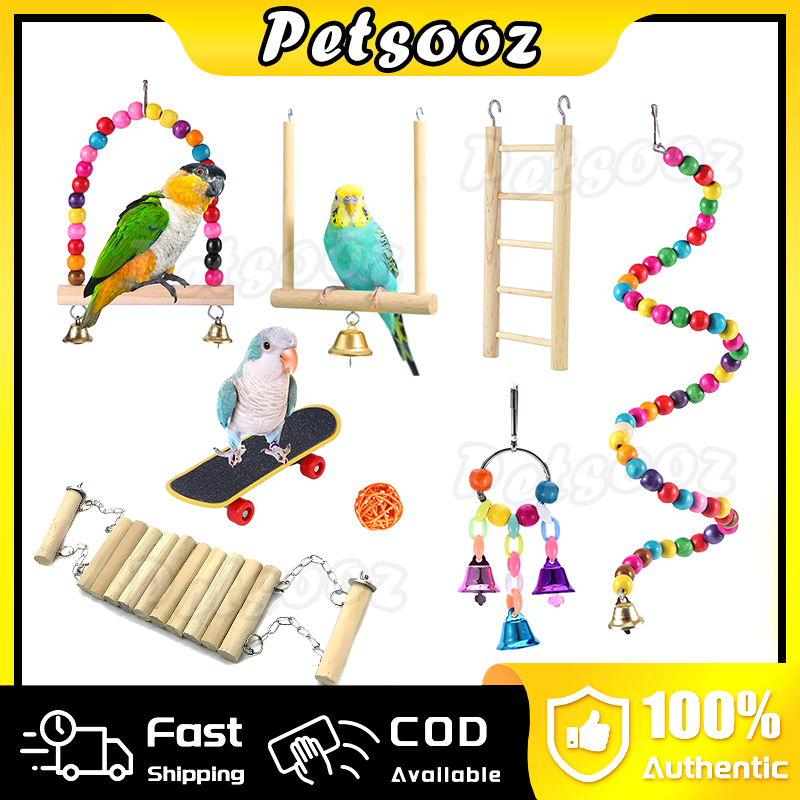 Bird parrot toys Hanging swing bird cage toys Bird chew toys for ...