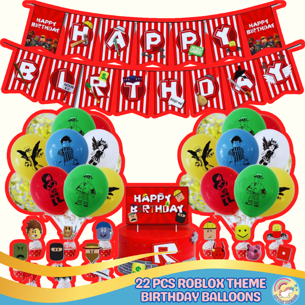 22pcs Roblox Theme Birthday Balloon Set - Vibrant, Thick Latex Balloons ...