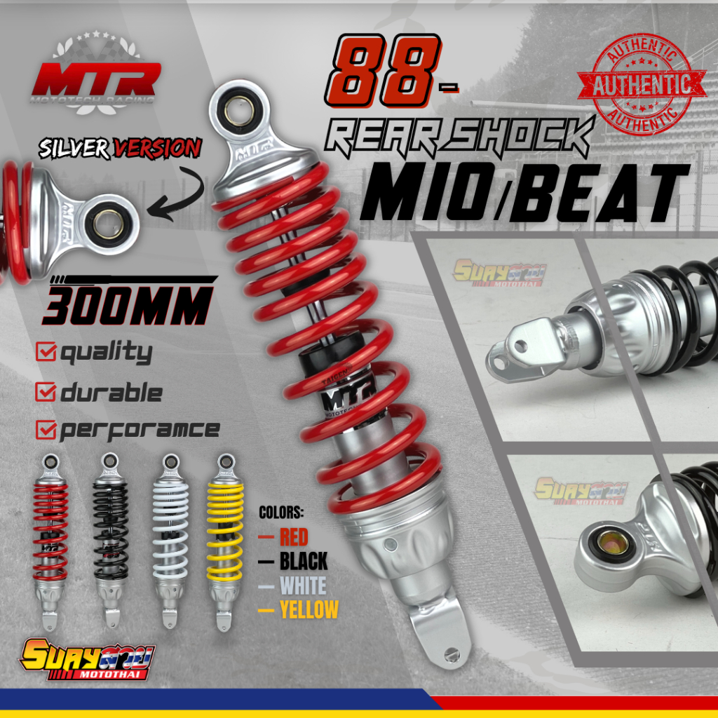 SUAY MTR Silver A2 Series Mio Sporty M3 Mio i125 Fino Beat Click 300mm Motorcycle Rear Shock ...