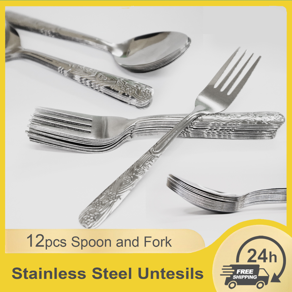 12pcs Bundle High Quality Stainless Steel Spoon & Fork kutsara tinidor ...