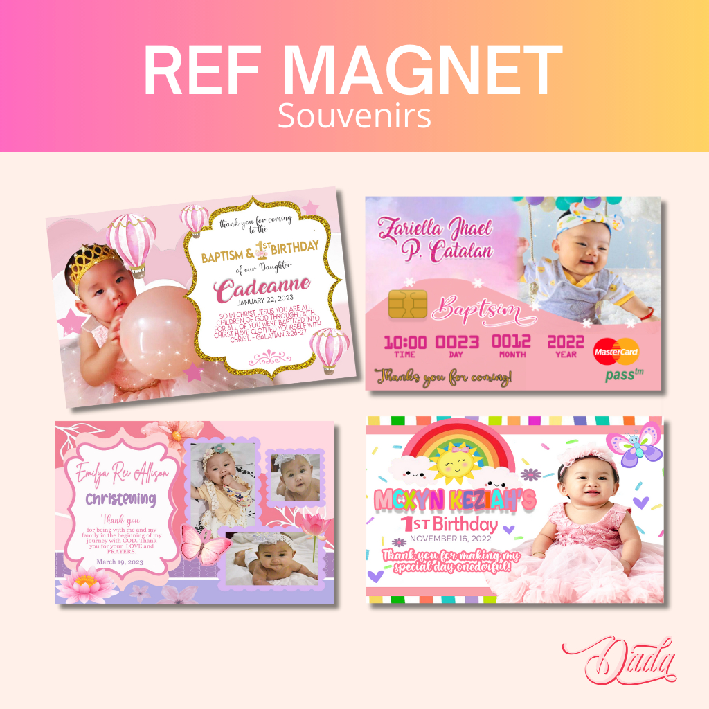 Christening /Birthday Ref Magnet for baby girl/Souvenirs/Design ...