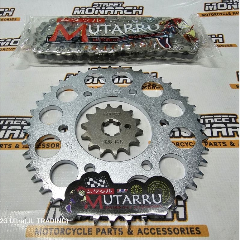 MUTARRU STEEL CHROME CHAIN SET HEAVY DUTY YAMAHA SNIPER 150 V1 AND V2 ...