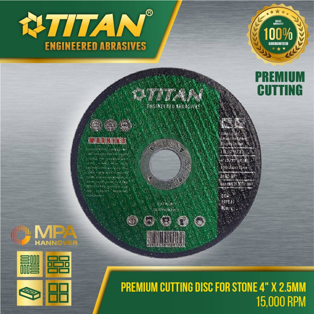 Titan Cutting disc disk 4" cutting wheel cut off for tiles stone for grinder 4 inches | Shopee ...