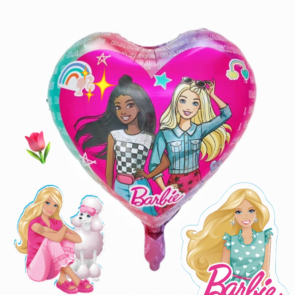 18 inches Heart INS Barbie theme Barbie sister happy birthday party ...