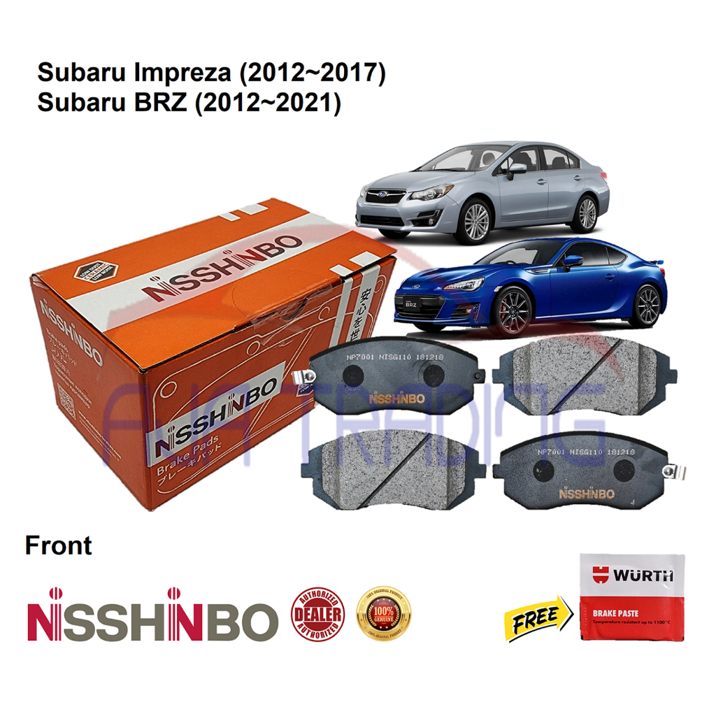Genuine Nisshinbo Front Brake Pads for Subaru Impreza (2012-2017 ...