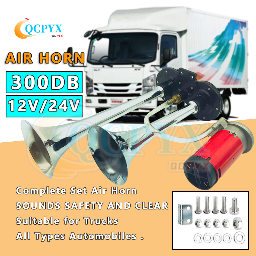12V 24V 300DB Universal Double tube Air Horn With Compressor For Car ...