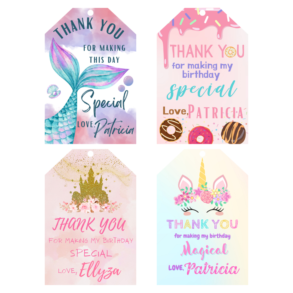 Birthday Tag for Girl | Personalized Thank You Tag | Customized ...