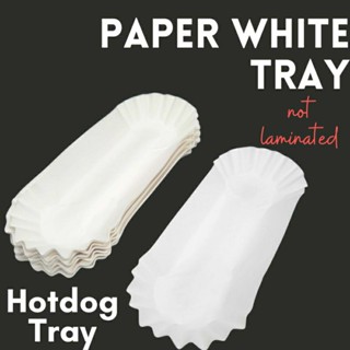 White Hotdog Kikiam Takoyaki Footlong Paper Plate Tray for Fries 40pcs ...