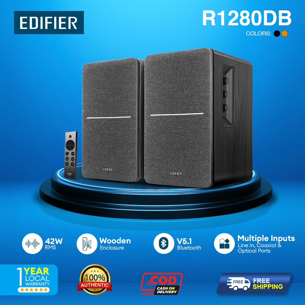 Edifier R1280DB Powered Bluetooth Bookshelf Speakers - Optical Input - Wireless Studio Monitors ...