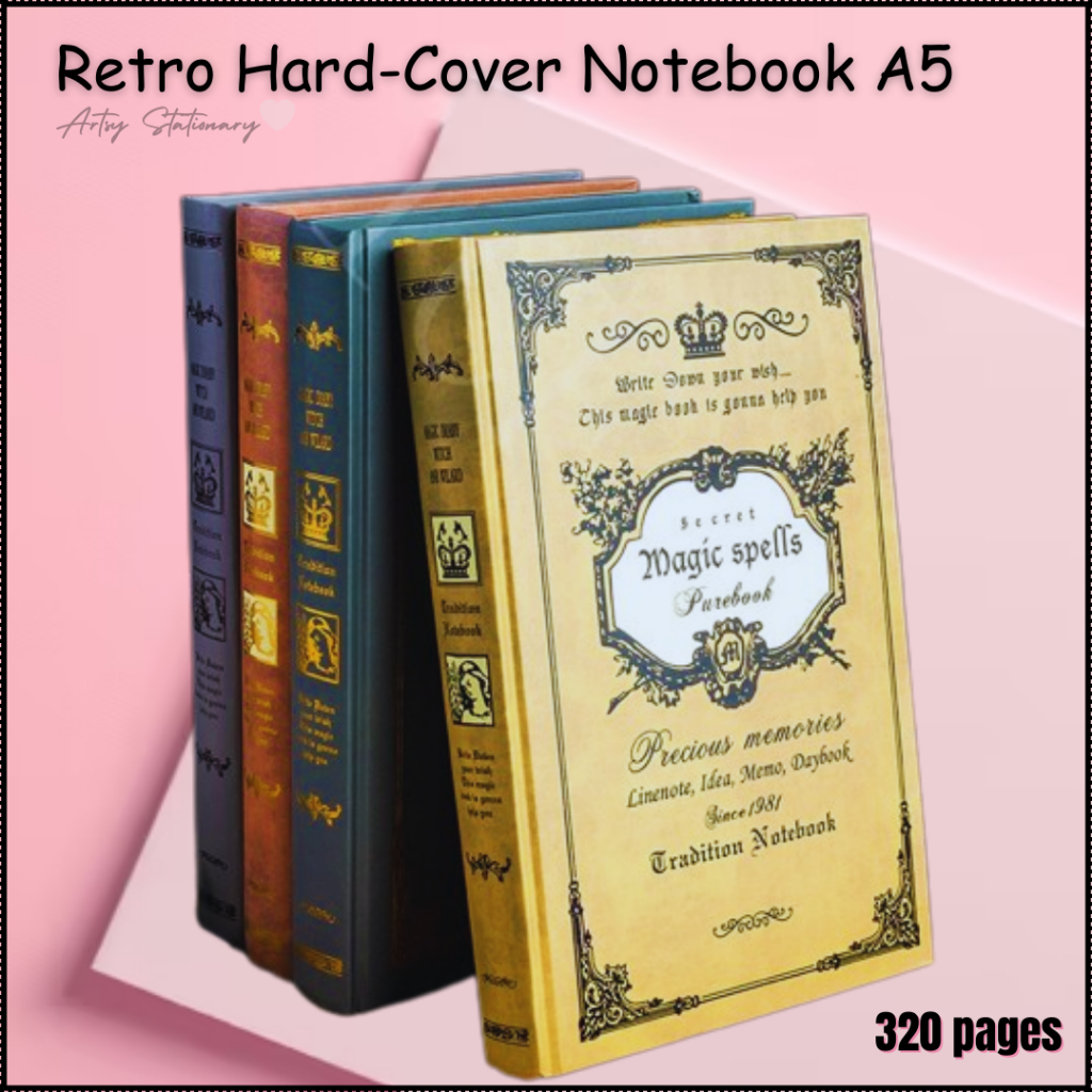 A5 Size Retro Hard-Cover Notebook Thick Writing Notepad (320Pages ...