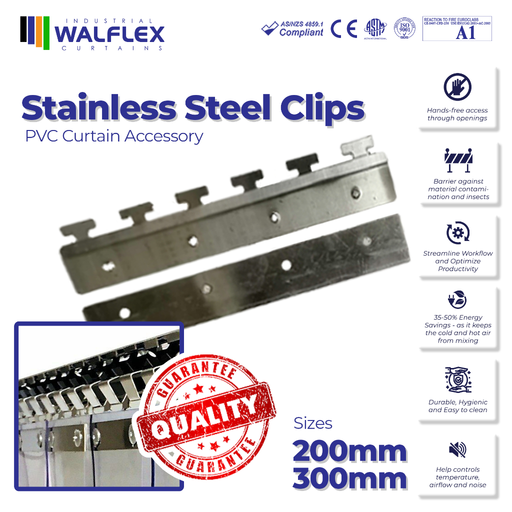 Walflex PVC Strip Curtains - Clips - SS304 300mm (Stainless Steel ...