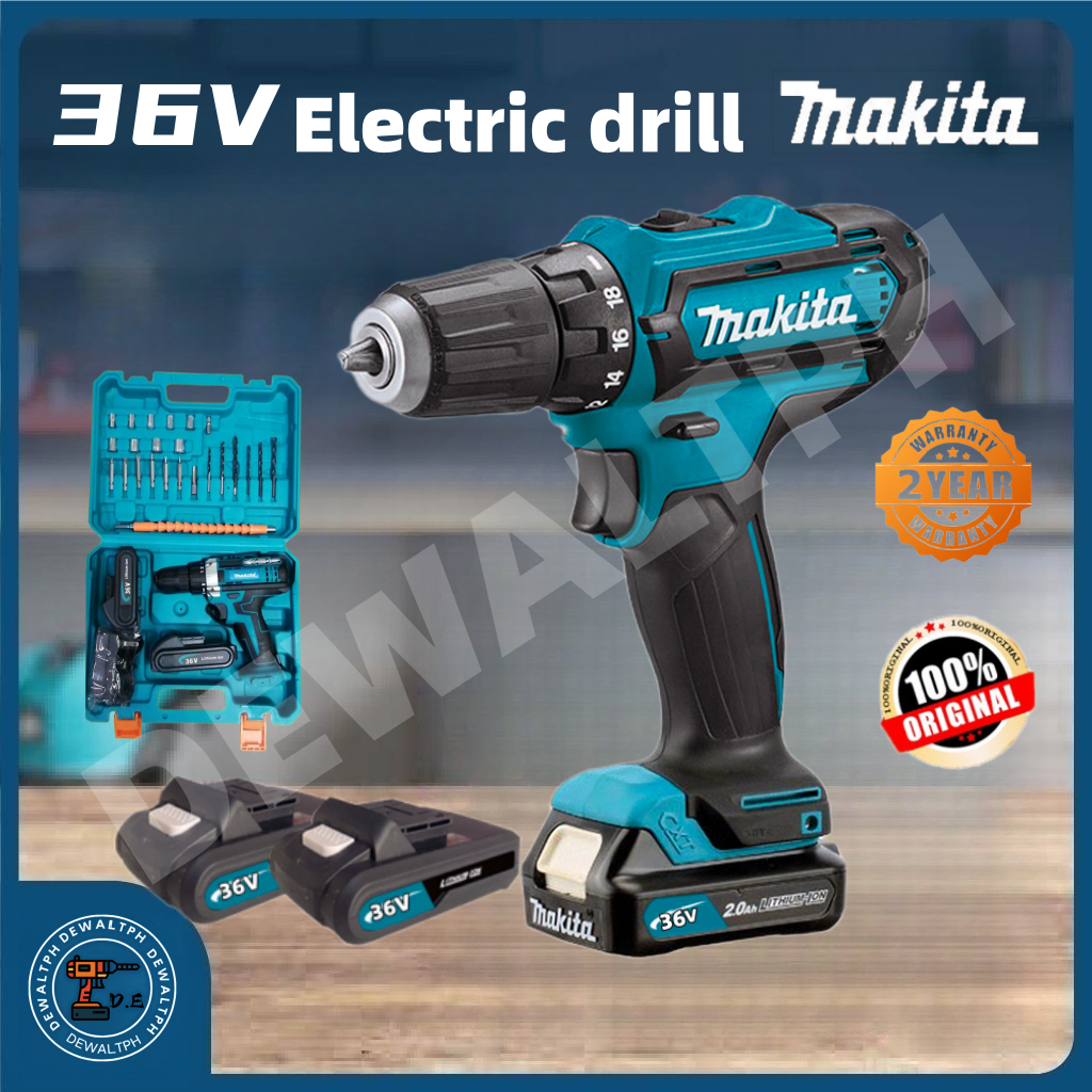 Makita Cordless Electric Drill 36V Lithium Battery Drill Two-speed Drill Bit Tool Set Brushless ...