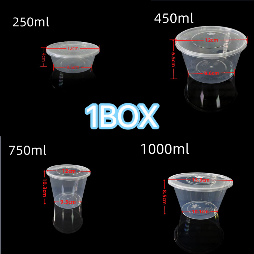 1box Disposable Round Microwavable Food Container plastic barrel ...
