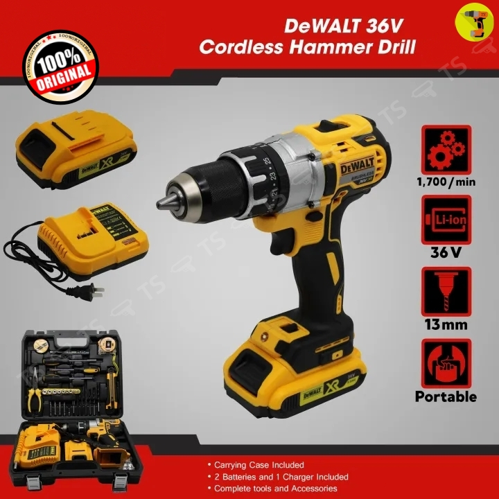 Dewalt Cordless Brushless Electric Drill Impact Hammer 36V With Tool ...