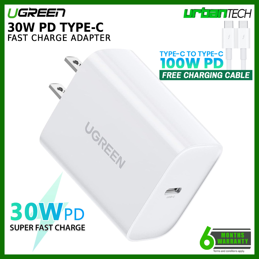 UGREEN 30W PD Super Charge Wall Charger Type-C Fast Charging Adapter w ...