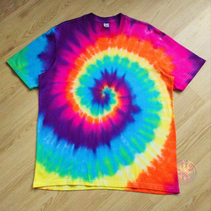 Rainbow Spiral Tie Dye T Shirt Unisex Cotton T Shirts Shopee
