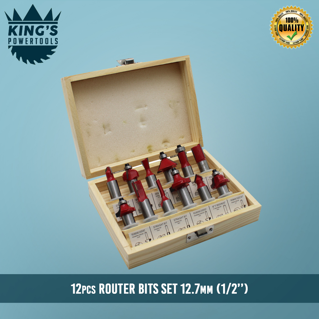12pcs Router Bit Set for Wood [12.7mm (1/2'') - 6.35mm (1/4 ...