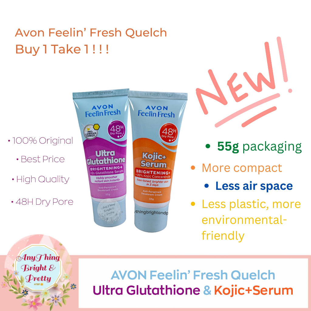 Buy 1 Take 1 AVON Feelin’ Fresh Quelch Deodorant Cream 55g | Shopee ...