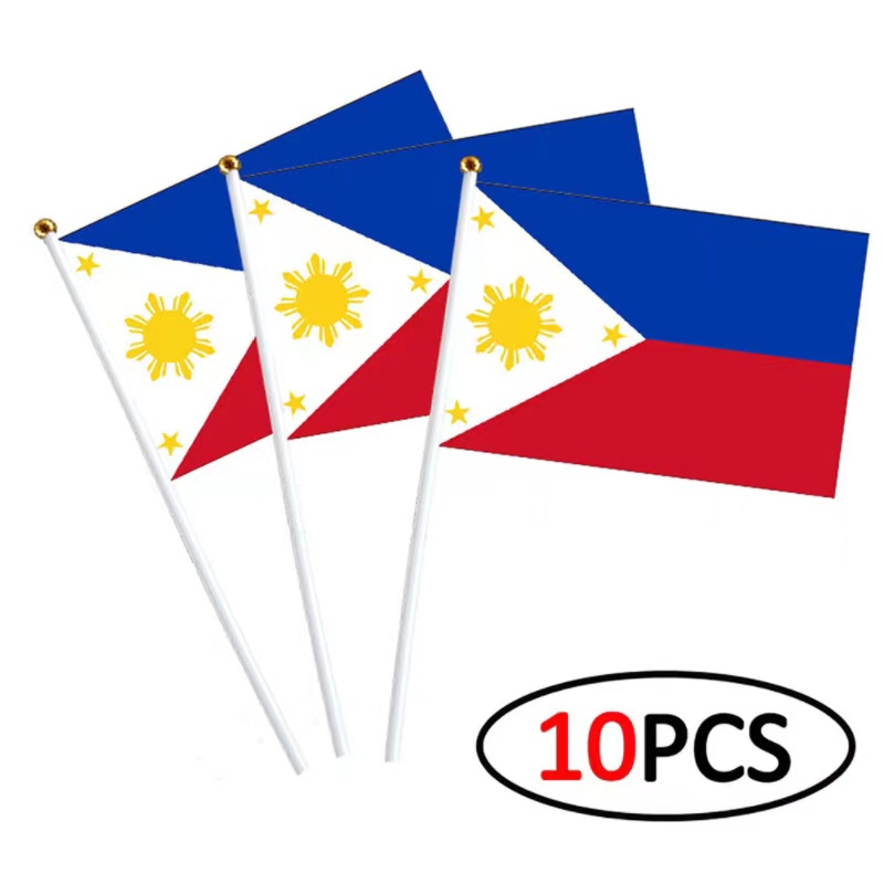 10pcs Philippine Flag 14x21cm Small Handy Polyester Hand Waving Flag ...