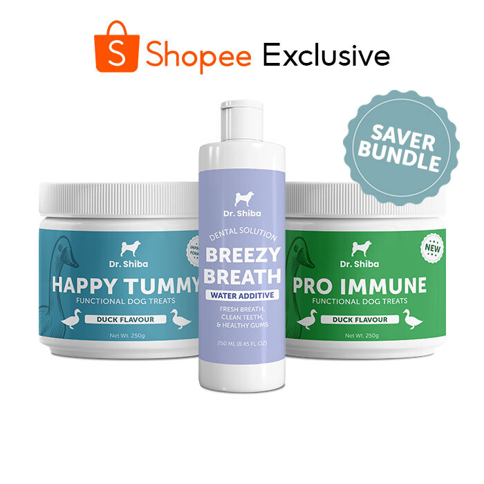 Dr Shiba Pro Immune, Happy Tummy, and New Breezy Breath Bundle, A Complete Overall Dog Health ...