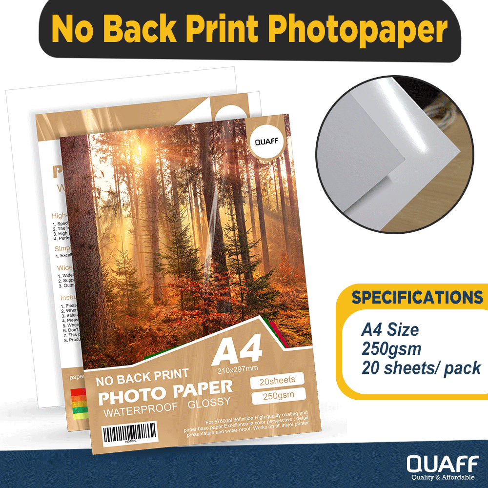QUAFF Photo Paper 250GSM A4 No Back Printing | Shopee Philippines
