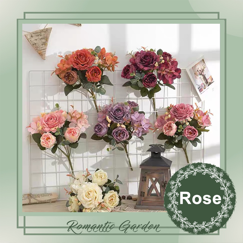 Artificial Flower Rose Peony Hydrangea Fake Flower DIY Party Home ...