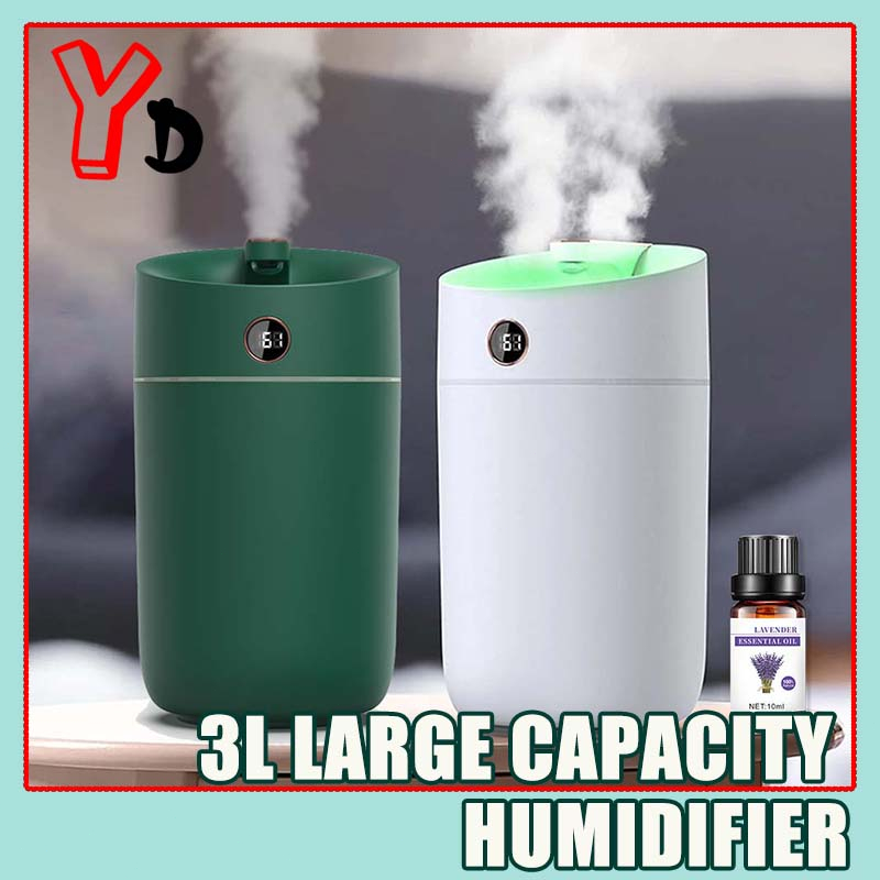 3L Double Nozzle Air Humidifier With Essential Oil Dffuser Ultrasonic ...