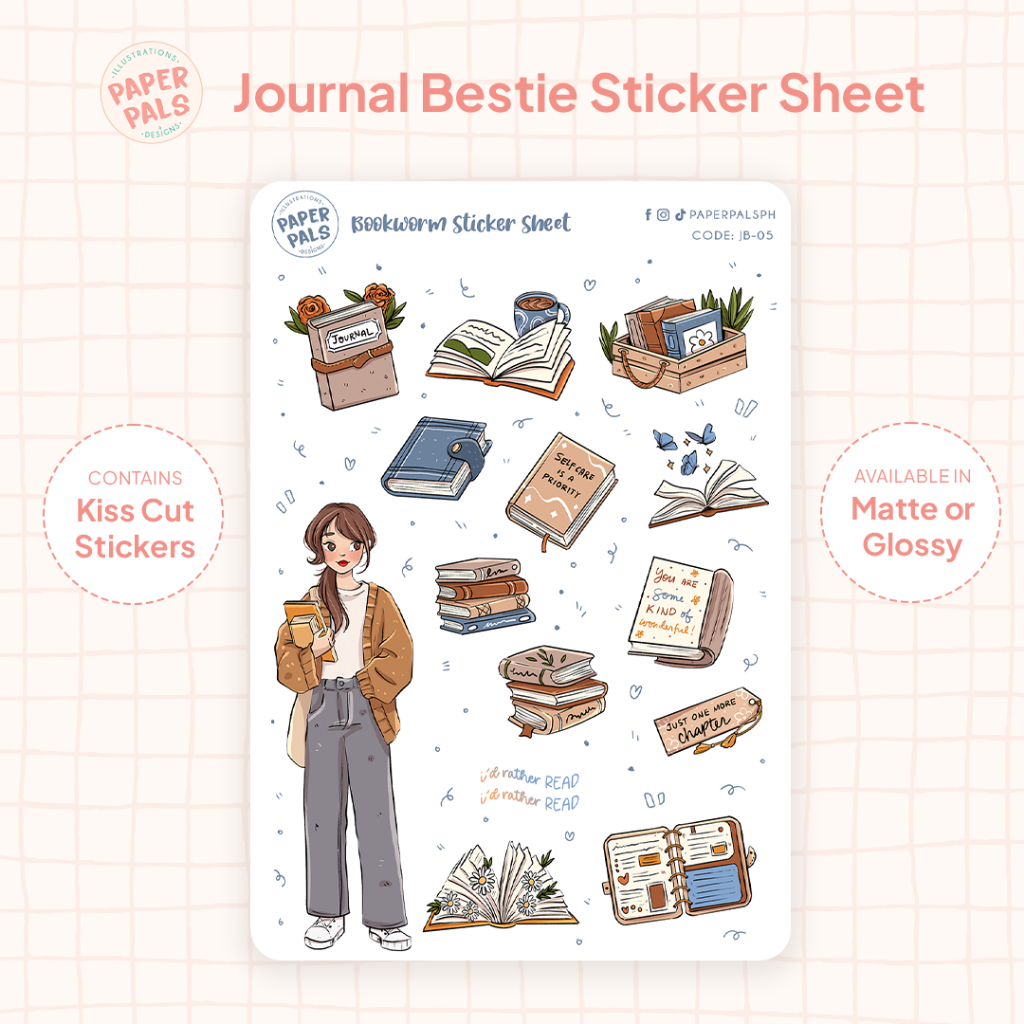 Book Lover Stickers, Bookworm, Cute Girl Stickers, Planner Stickers ...