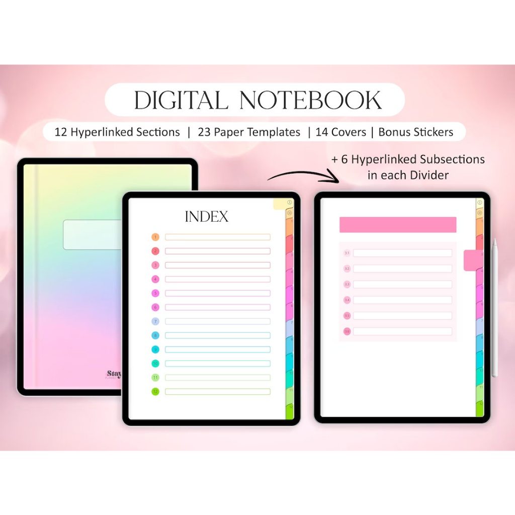 Digital Notebook, Digital Journal, Hyperlinked Sections and Subsections ...