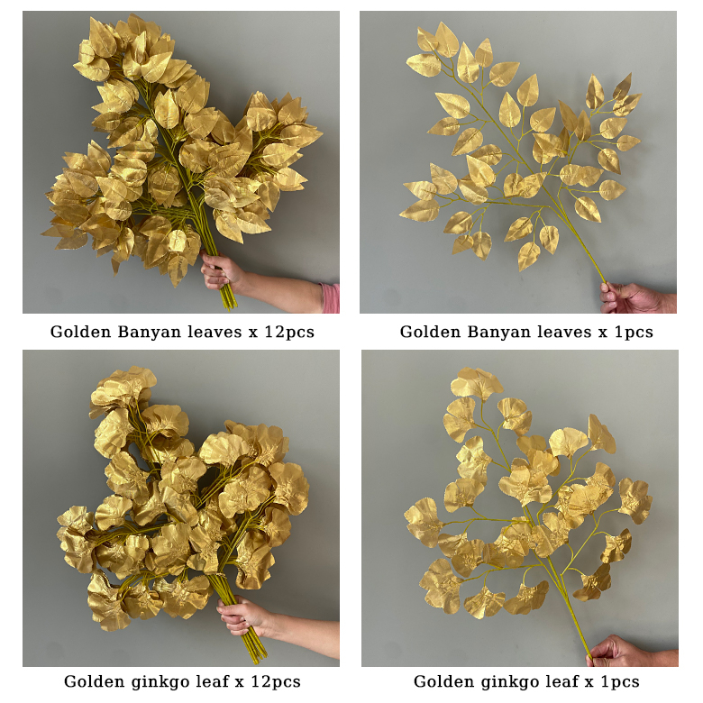 12PCS Gold/White/Red Artificial Maple/Mango Leaves Beautify Indoor Fake ...