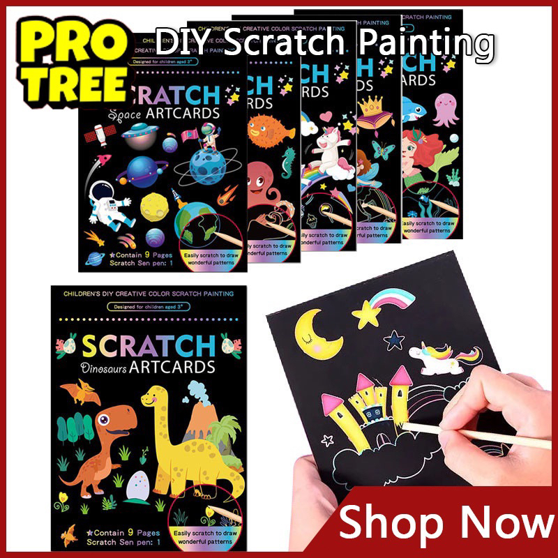 DIY Drawing Book and scratch graffiti magic note sketch black cardboard ...