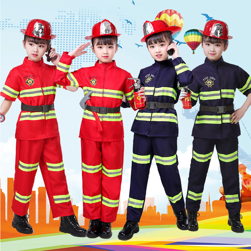 Teenager Fireman Sam Uniform Children Halloween Cosplay Firefighter ...
