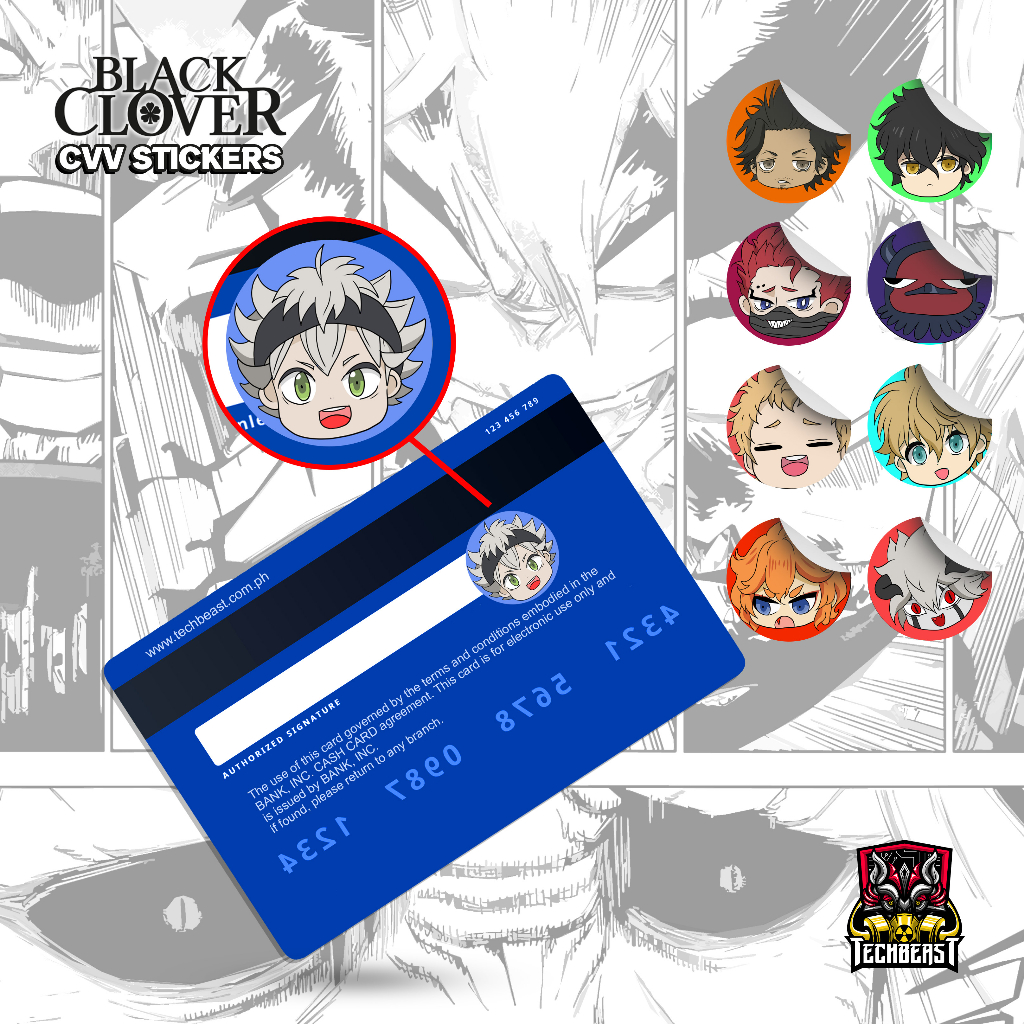 3M Black Clover Anime CVV Anti-theft Cover ATM Debit Credit Card Skin ...
