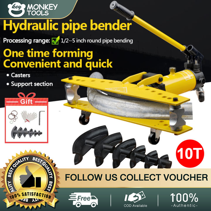 High and low pressure plunger designIntegral manual hydraulic galvanized pipe bender Range 10 ...