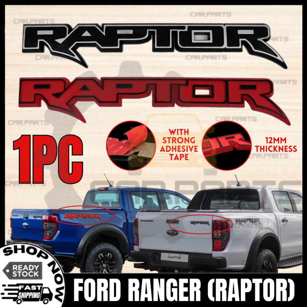 CP 1x Ford Ranger (RAPTOR) Rear Tailgate Decoration Letter Emblem (RED ...