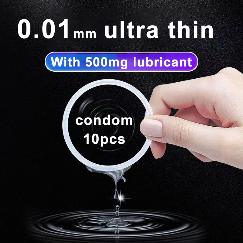 10 pcs 0.01 super thin condom ultra thin 52mm mid size with lubricant ...