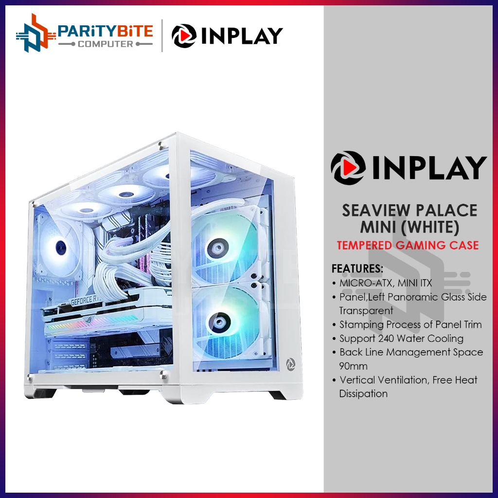 Inplay Seaview Palace Mini mATX CASE | White | Tempered Glass Gaming ...