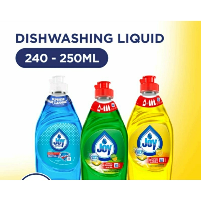 JOY Dishwashing Liquid 250ml Kalamansi/Lemon/Anti Bacteria | Shopee ...