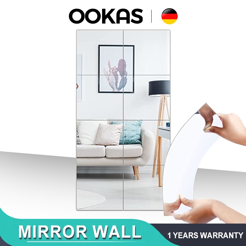 OOKAS DIY HD Mirror Sticker Wall Full Body Mirror Stitching Mirror Self ...