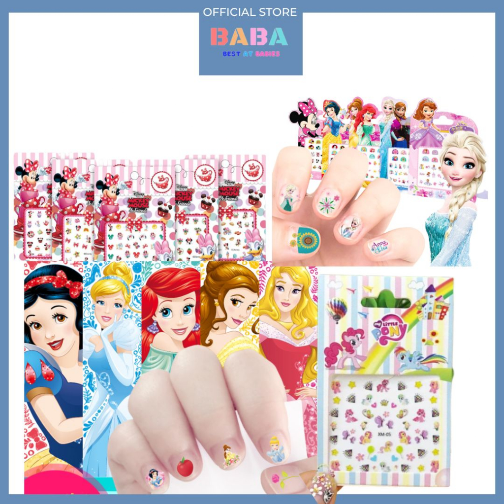 BABA Kids Girl Nail Stickers Designs 3D Nail Art Stickers Waterproof ...