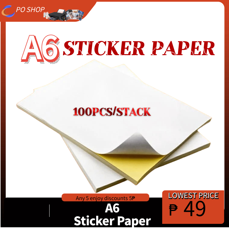 INKJET A6 Sticker Paper Printable sticker paper 100pcs/stack for Shopee ...