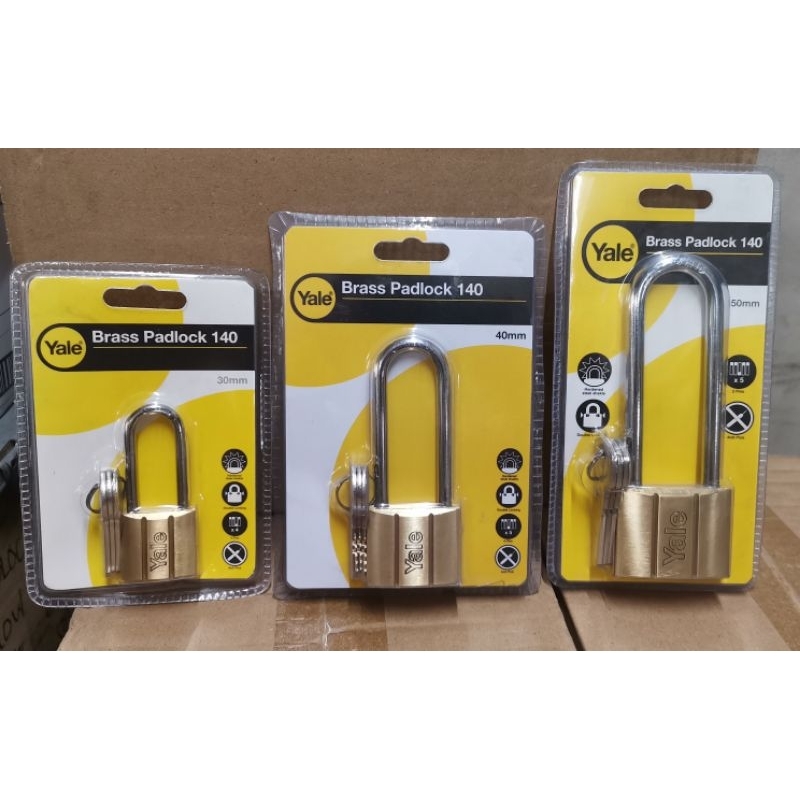 Yale Brass Padlock Long Shackle V140. 30Ls40 / V140.40Ls60 / V140 ...