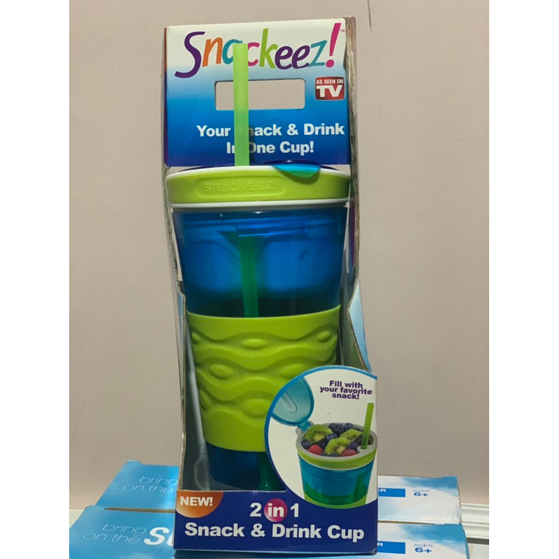 🇺🇸 | Snackeez Travel Snack & Drink Cup with Straw, Blue,16 oz ...