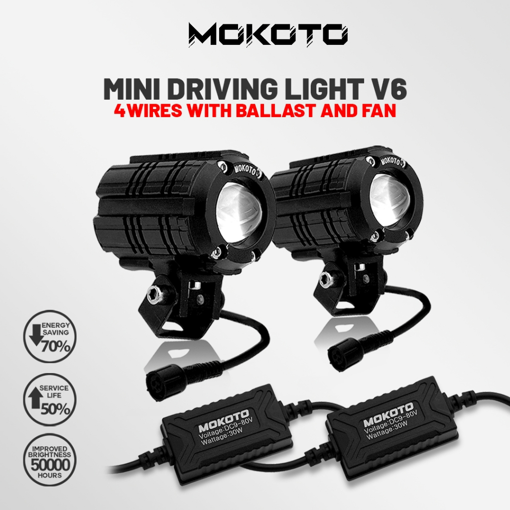MOKOTO MINI DRIVING LIGHT V6 4WIRES KOREAN LED CHIP WHITE AND YELLOW ...