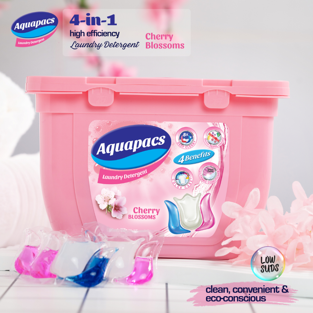 Aquapacs Laundry Pods Cherry Blossoms 250g (25 Washes) | 4-in-1 ...