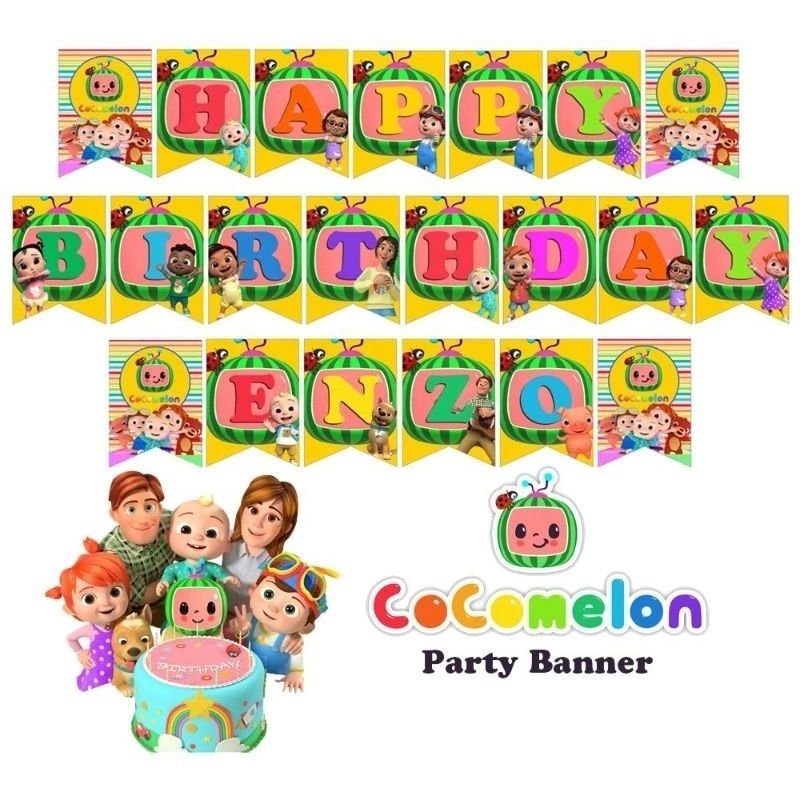 Coco Melon Theme Birthday Party Banner Cupcake Cake Topper Decoration ...