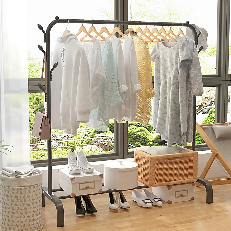 SJW Bedroom clothes hanger floor drying rack balcony drying rack single ...