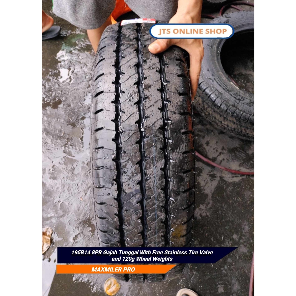 195R14 8PR Gajah Tunggal With Free Stainless Tire Valve and 120g Wheel Weights (PRE-ORDER ...