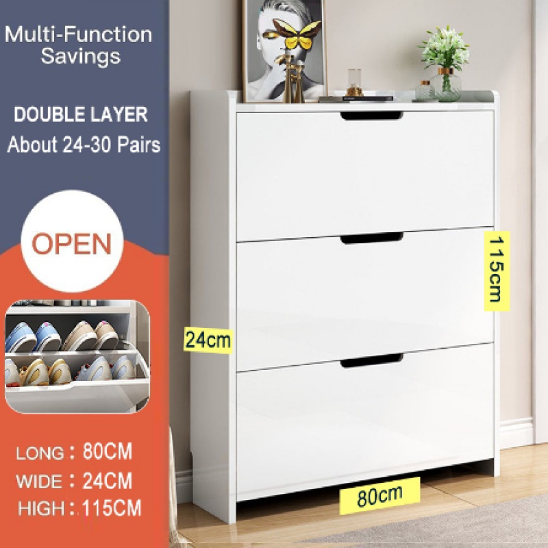 3Tier Shoe Rack Storage Cabinet Wooden Flip Flop Shoe Cabinet Organize ...